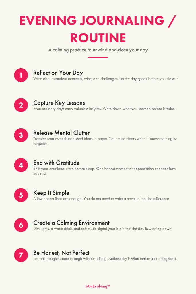 Evening Journaling Routine to Unwind — iAmEvolving™